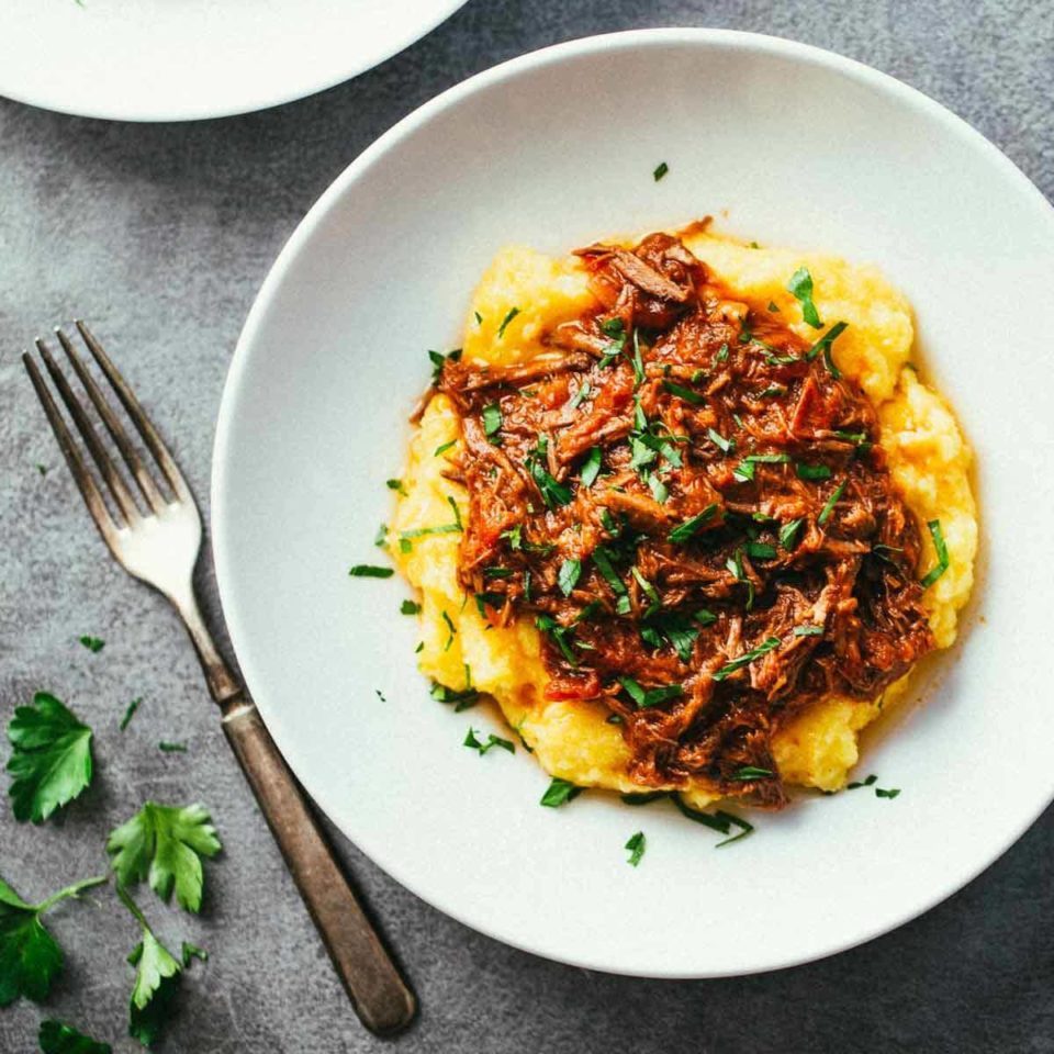 Crockpot Braised Beef Ragu with Polenta Recipe - Pinch of Yum