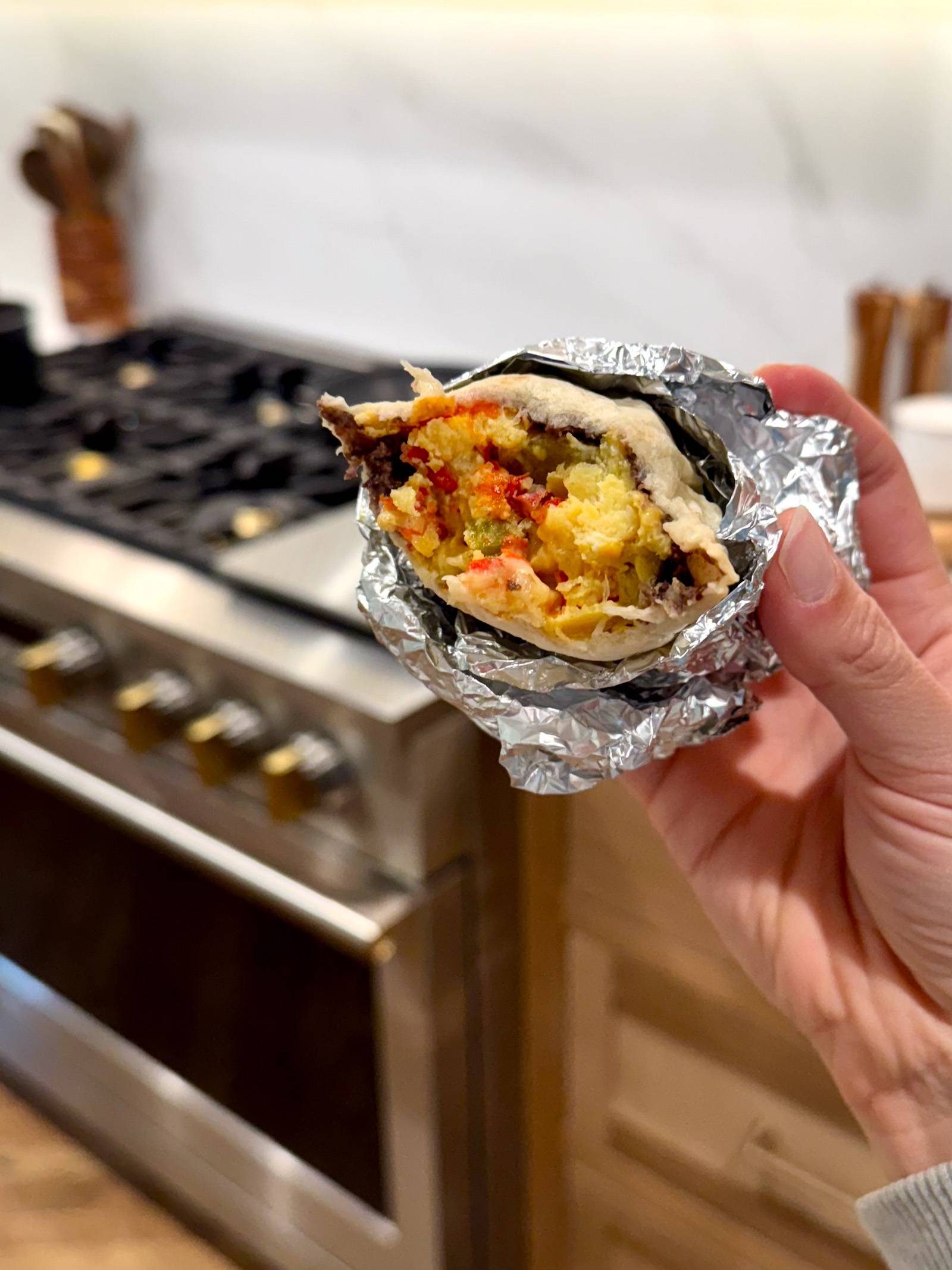 Sheet Pan Breakfast Burritos with Creamy Chipotle Sauce Recipe - Pinch ...