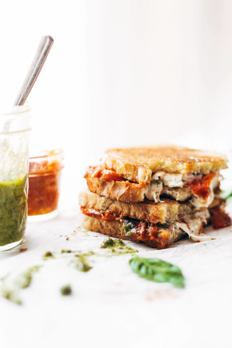 Loaded Caprese Grilled Cheese Recipe - Pinch of Yum