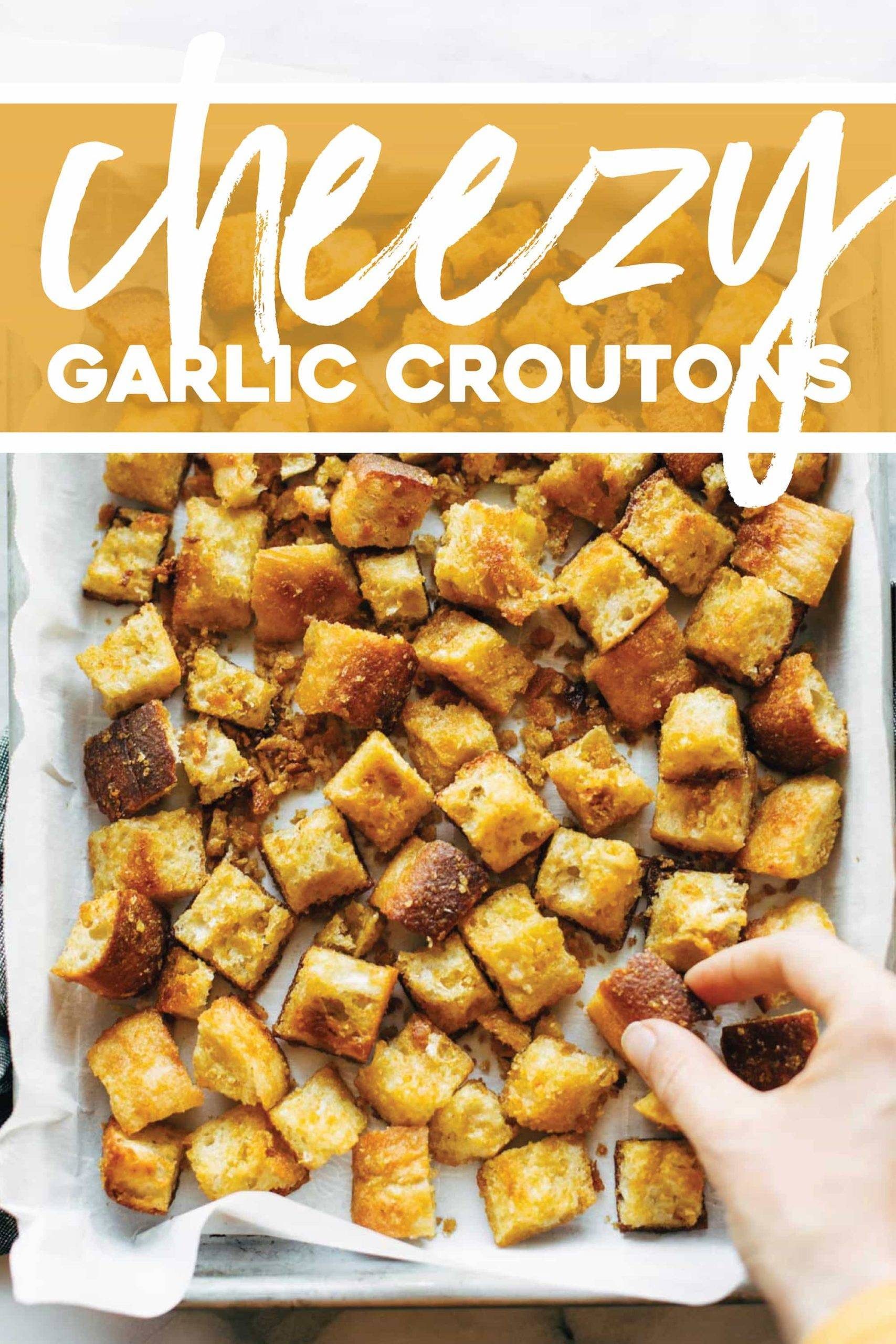 Cheezy Garlic Croutons Recipe - Pinch of Yum