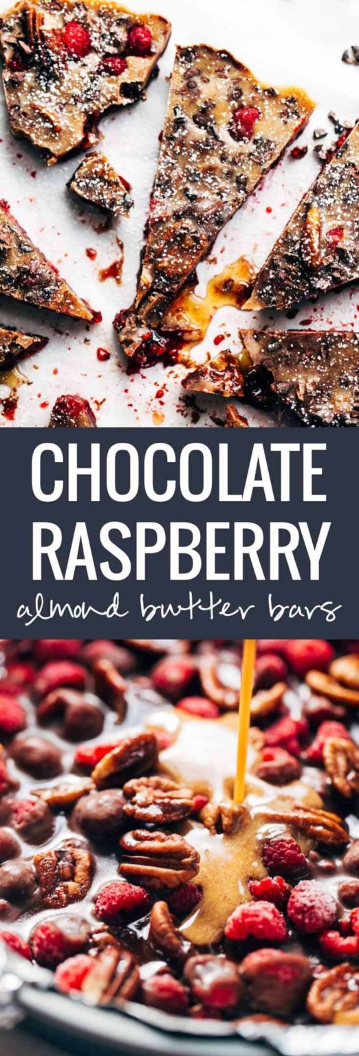 Chocolate Raspberry Almond Butter Bars Recipe - Pinch of Yum