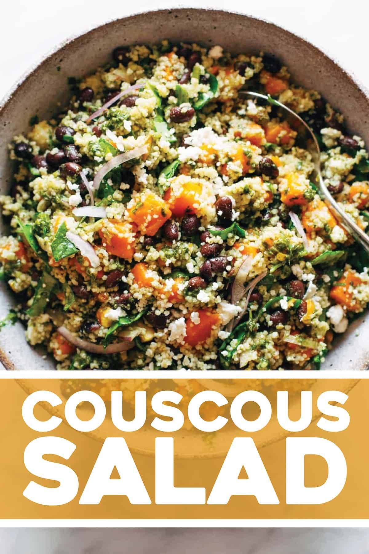Couscous Salad with Lime Basil Vinaigrette Recipe - Pinch of Yum