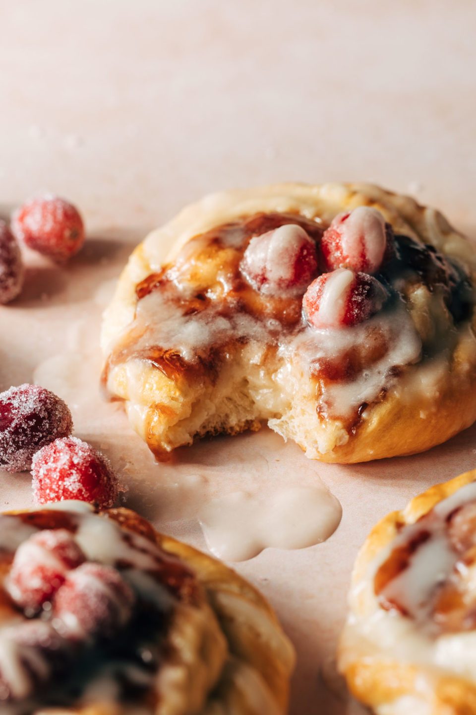 Cream Cheese Danishes with Sugared Cranberries and Butter Glaze Recipe ...