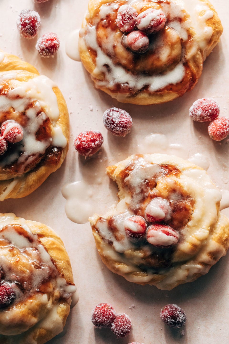 Cream Cheese Danishes with Sugared Cranberries and Butter Glaze Recipe ...