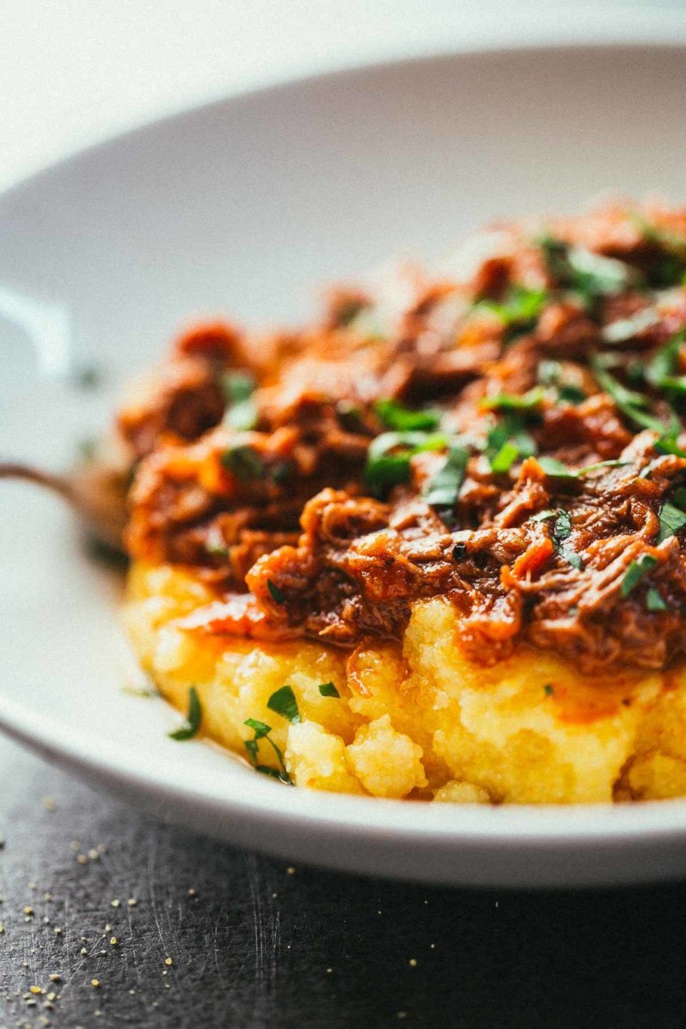 Crockpot Braised Beef Ragu with Polenta Recipe - Pinch of Yum