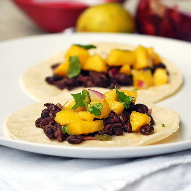 Mango Black Bean Tacos Recipe - Pinch of Yum