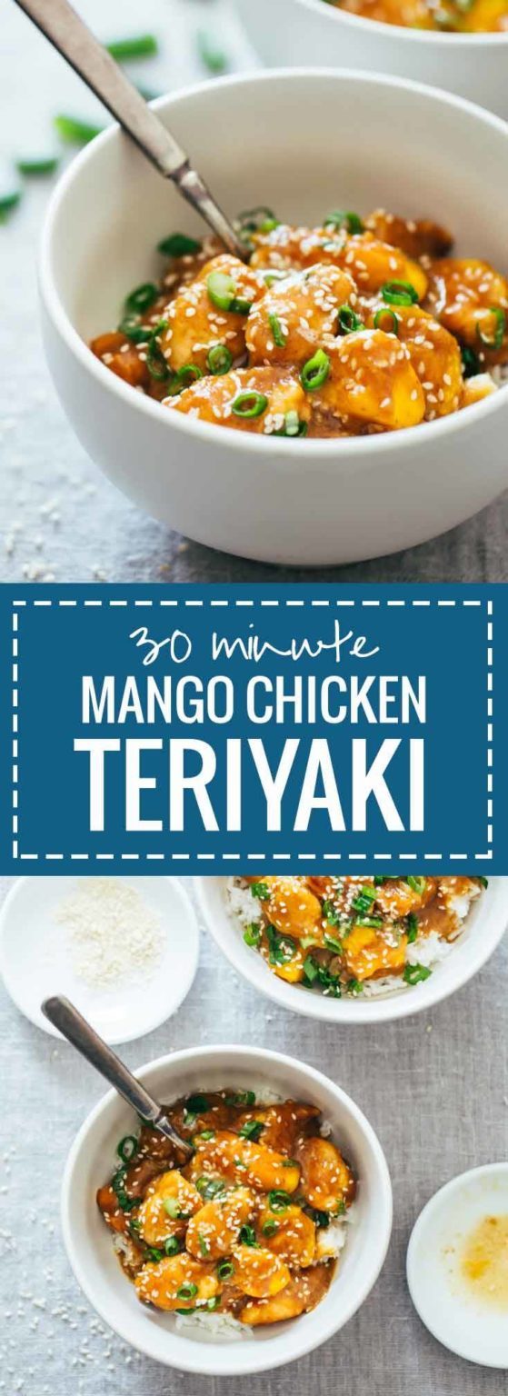 30-Minute Sesame Mango Chicken Teriyaki Recipe - Pinch of Yum