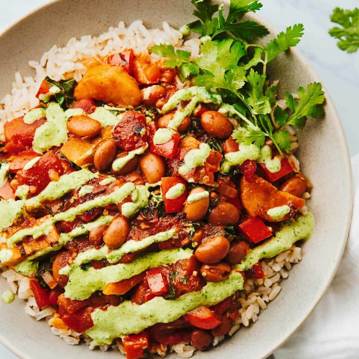 Plantain and Pinto Stew with Aji Verde Recipe - Pinch of Yum