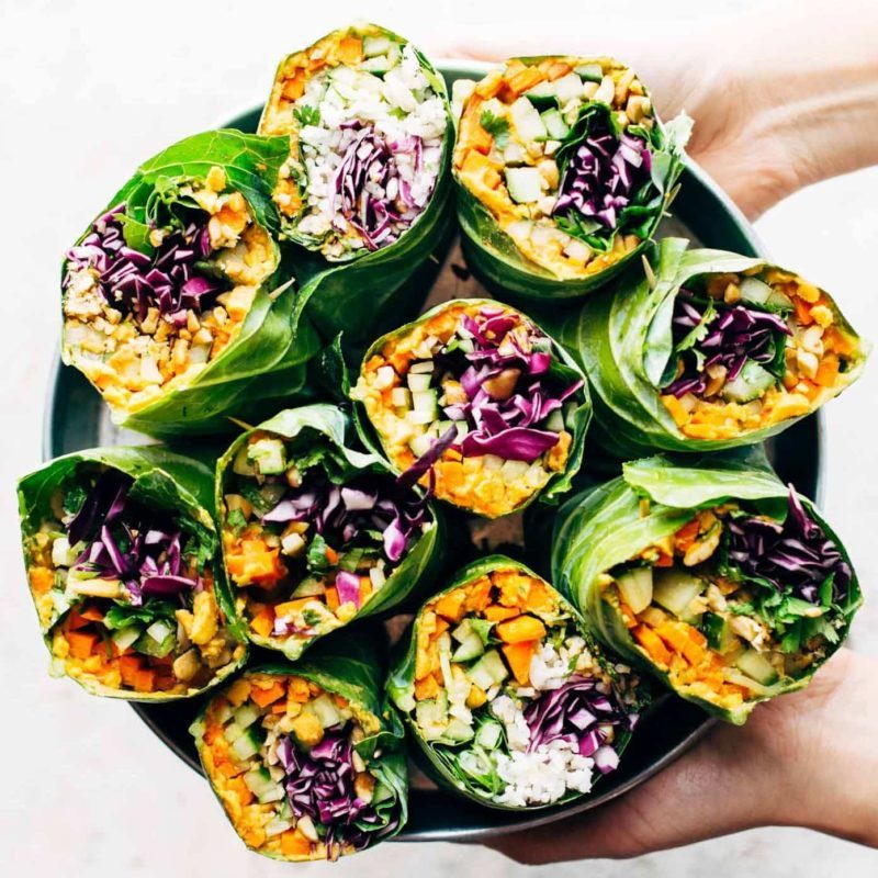 Detox Rainbow Roll-Ups with Peanut Sauce Recipe - Pinch of Yum