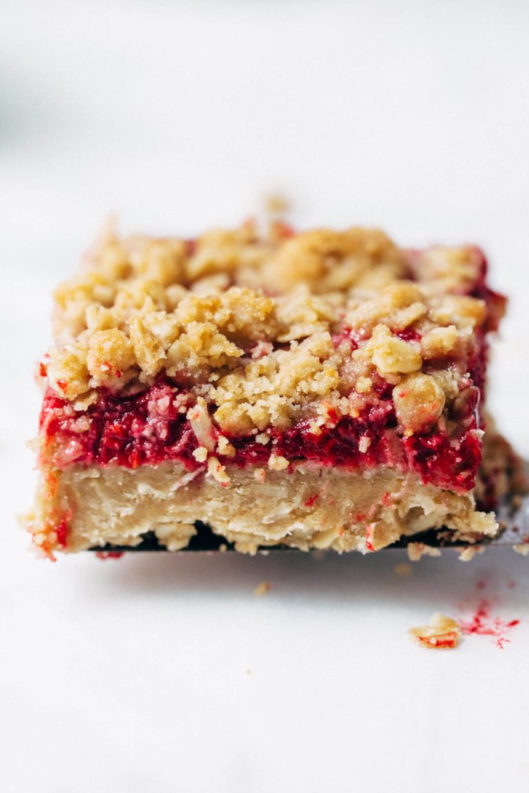 Raspberry Crumble Bars Recipe - Pinch of Yum