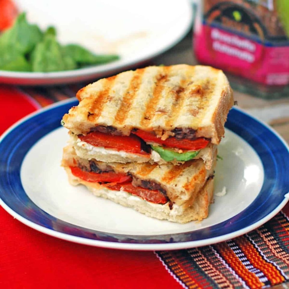 Red Pepper & Goat Cheese Panini Recipe - Pinch of Yum