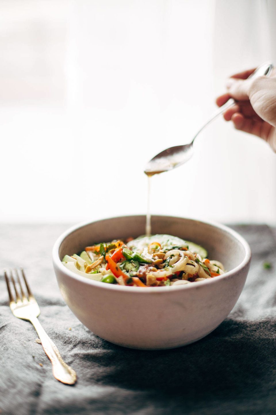 Spring Roll Bowls with Sweet Garlic Lime Sauce Recipe - Pinch of Yum