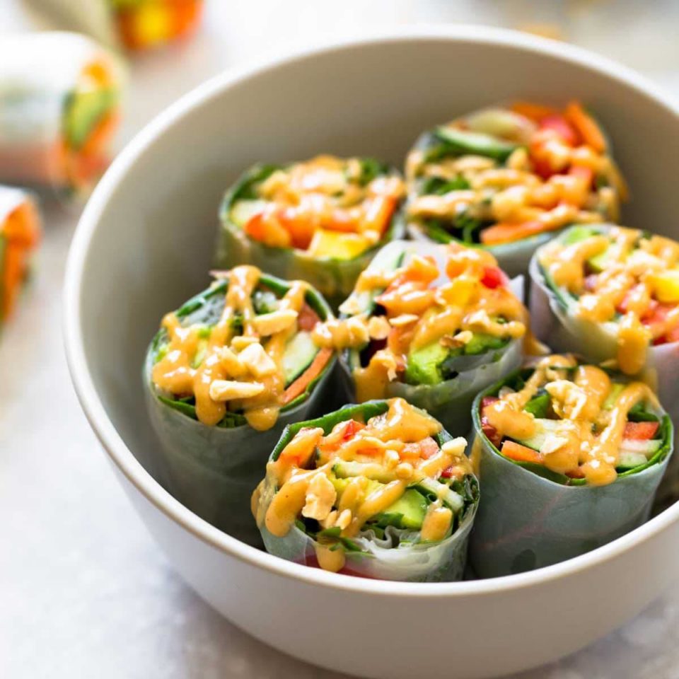 Thai Summer Rolls with Peanut Sauce Recipe - Pinch of Yum
