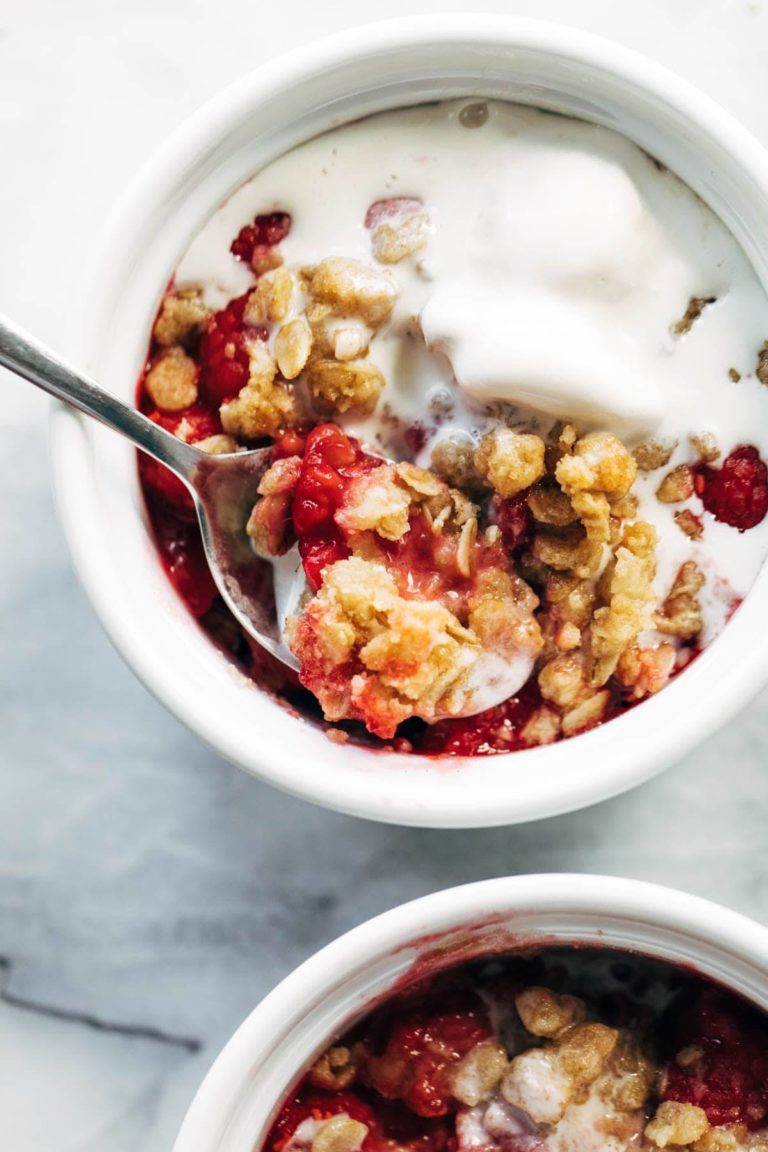 Two Person Raspberry Crumbles Recipe - Pinch of Yum