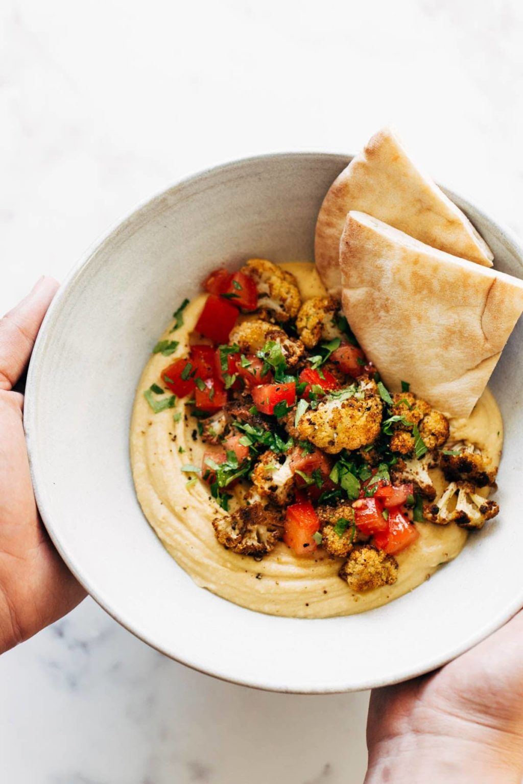 Roasted Cauliflower Hummus Bowls Recipe - Pinch of Yum