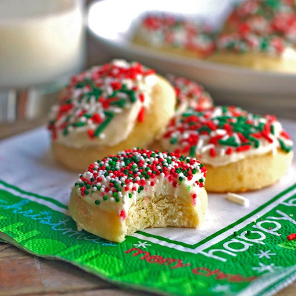 Fluffy Sugar Cookies Vanilla Frosting Recipe Pinch Of Yum