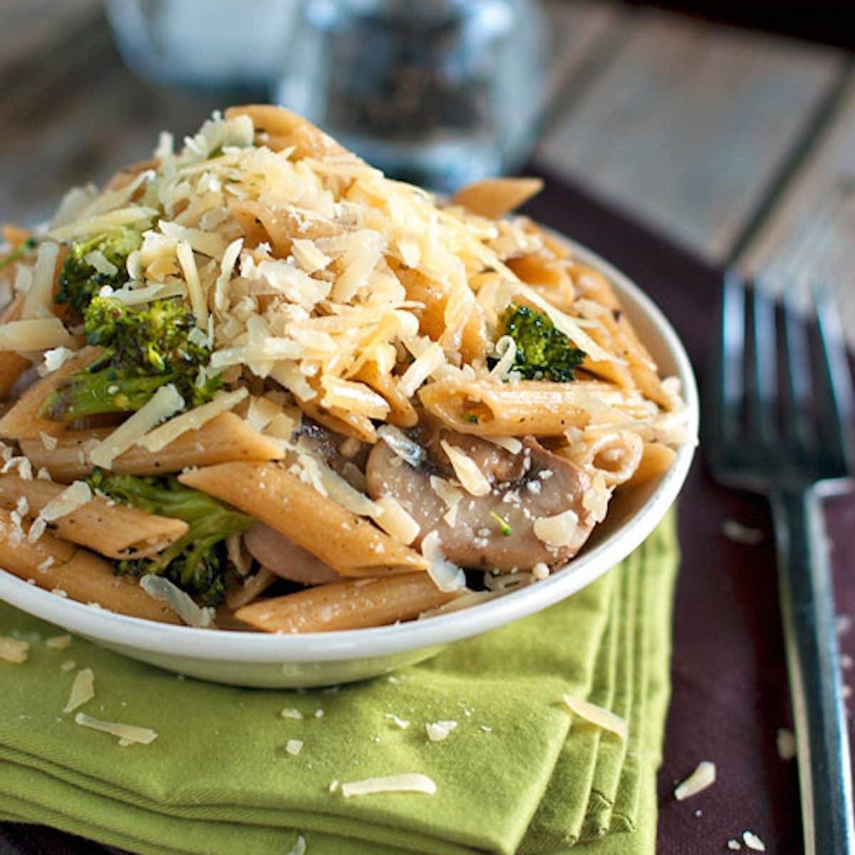 Rustic Garlic Butter Pasta with Roasted Broccoli Recipe - Pinch of Yum