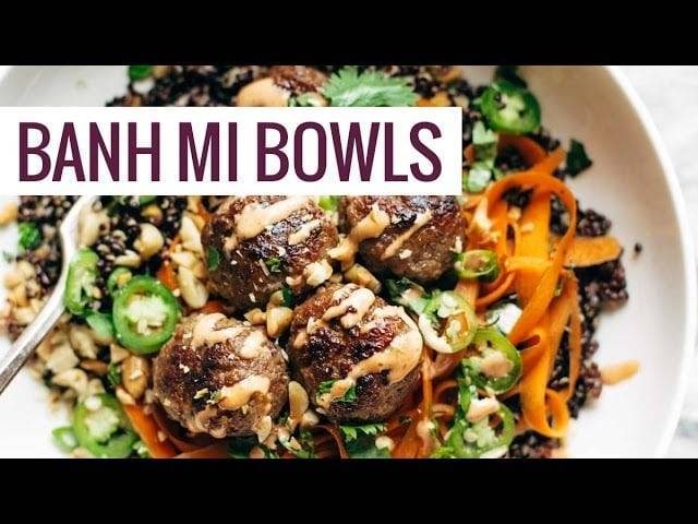 Banh Mi Bowls with Lemongrass Meatballs Recipe - Pinch of Yum