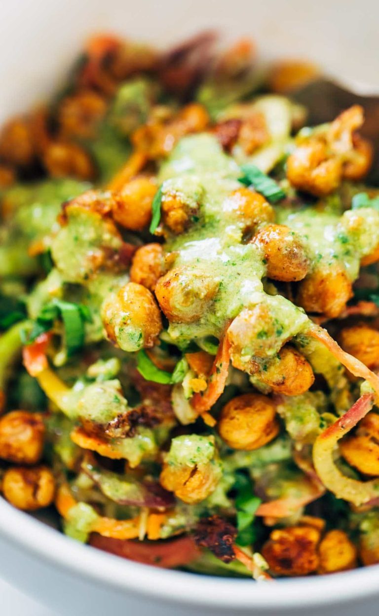 Rainbow Power Salad with Roasted Chickpeas Recipe - Pinch of Yum