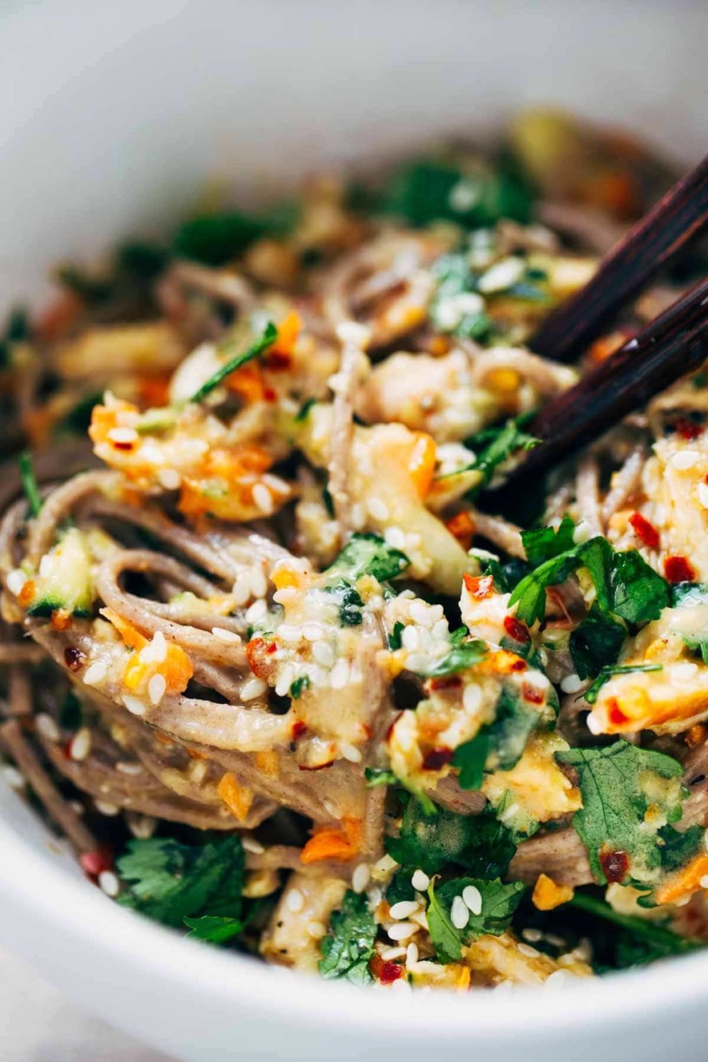 Chopped Chicken Sesame Noodle Bowls Recipe - Pinch of Yum